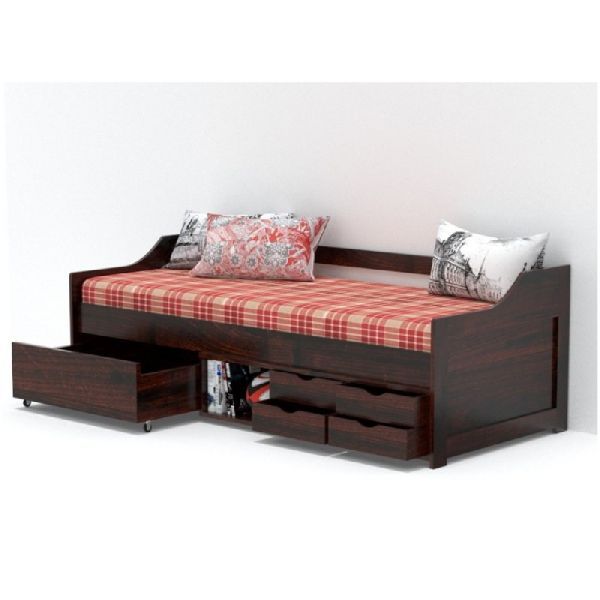 Wood Polished Diwan Bed With Storage Shape Rectangular Color
