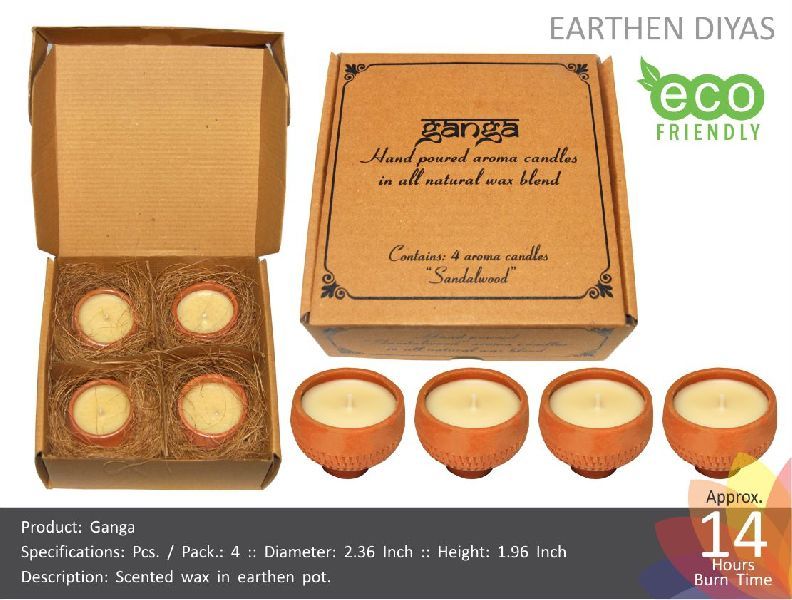 Paraffin Wax Earthen Diya - Ganga, For Decoration Use, Packaging Type : Corrugated Box at Rs 130 ...