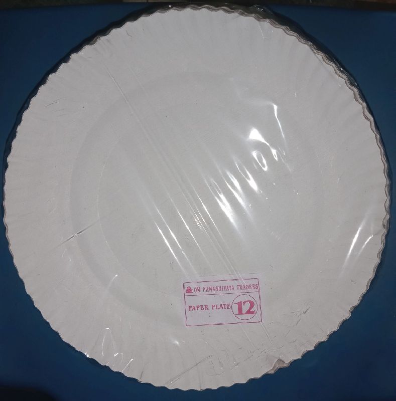 Round 12 inch Paper plates, Technics : Machine Made, Color : White at ...