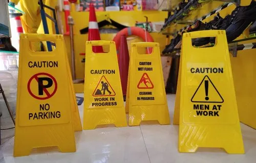 RECTANGLE PLASTIC Caution Sign Board, Color : Yellow - Burhani ...