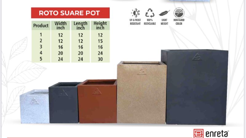 Large square Roto molded planter, for Outdoor Use, Indoor Use, Capacity ...