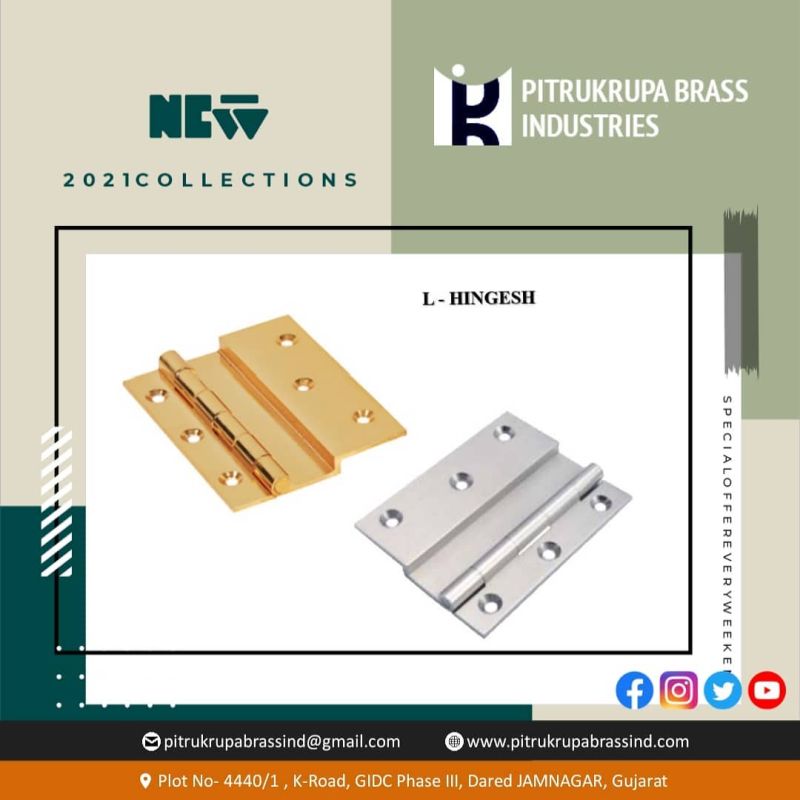 Polytex® Regular Polished Brass L Hinges, For Window, Drawer, Doors ...