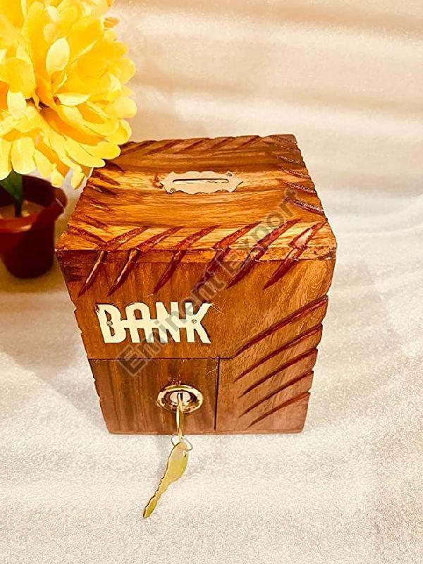Rectangle Polished Wooden Money Boxes, Style : Antique, Pattern ...