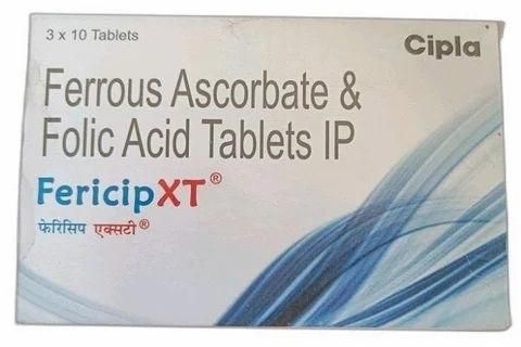 Fericip XT Ferrous Ascorbate Folic Acid Tablets, Packaging Size : 3X10 ...