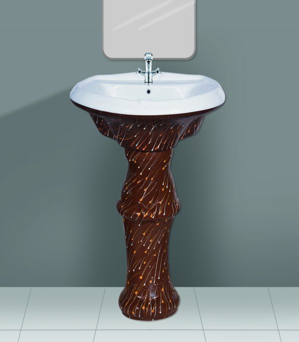Coffee Brown Designer Series Sunny Wash Basin Pedestal Set - Real ...