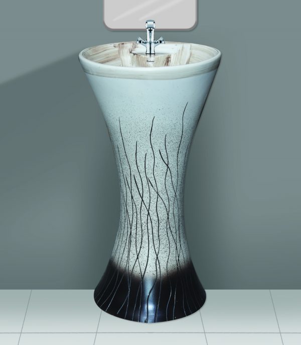 Coffee Brown & White Designer Series One Piece Pedestal Wash Basin ...