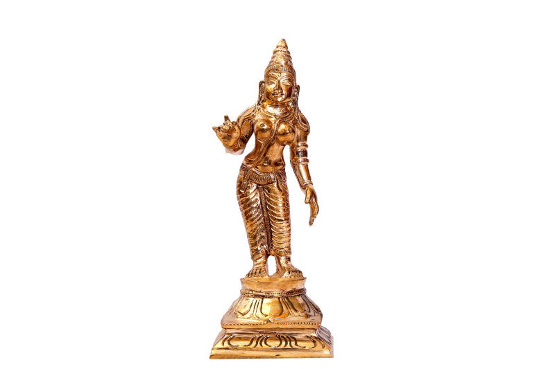 Polished Bronze Standing Parvati Statue, for Home, Feature : Perfect ...