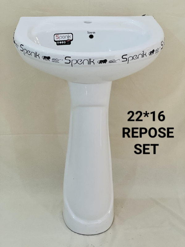 Repose Set Pedestal Wash Basin, Size : 22x16 Inches, Color : White at ...