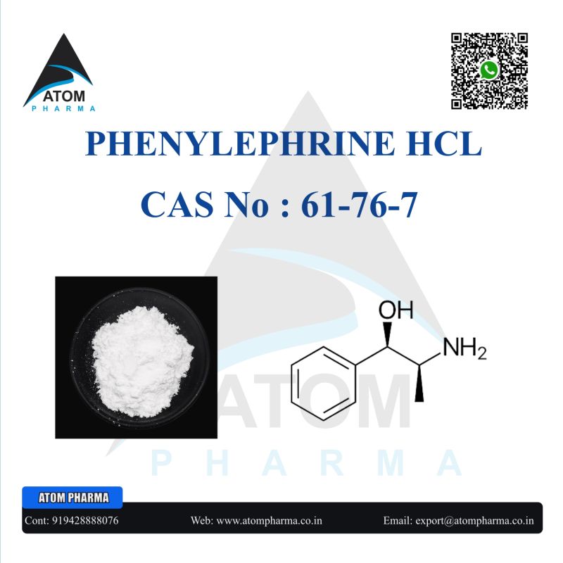 Atom Pharma C₉H₁₄ClNO₂ PHENYLEPHRINE HCL API, Packaging Size : 25kg ...