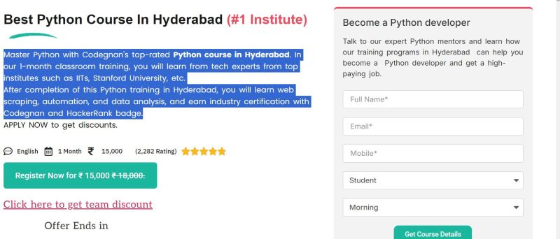 Codegnan Hyderabad in Hyderabad - Service Provider of Python Course & Python Full Stack Developer