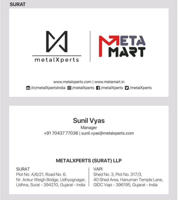 Metal xperts Surat llp vapi in Vapi - Trader of Visiting Cards & All ...