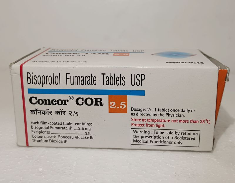 Concor COR 2.5mg Tablets, for Angina, Irregular Heart Rhythms, Medicine Type : Allopathic at ...