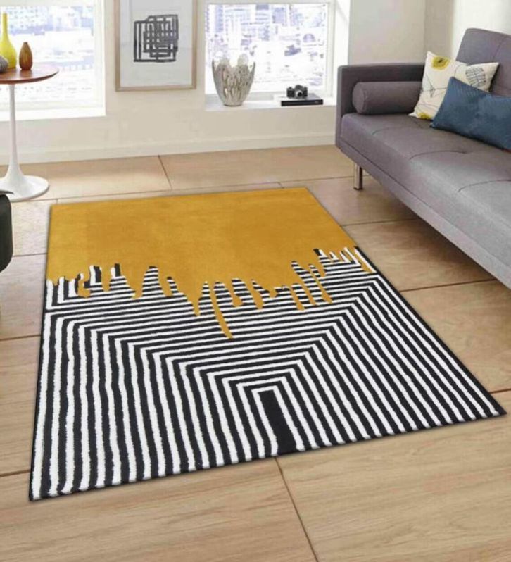 Multicolor Melting Hand Tufted Wool Area Rugs, for Living Room, Shape ...