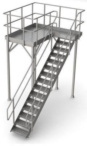 Polished Stainless Steel Platform Ladder, for Construction, Industrial ...