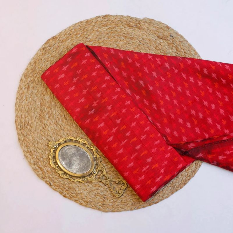 Deep Red Dupion Silk Ikkat Fabric, Width : 44 Inches at Rs 3295 in ...