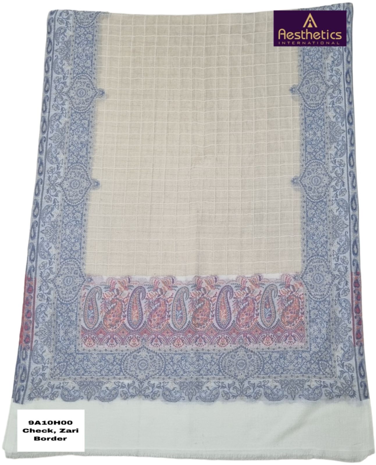 Printed Designer Check Zari Border Stoles Standard for Party Wear at ...