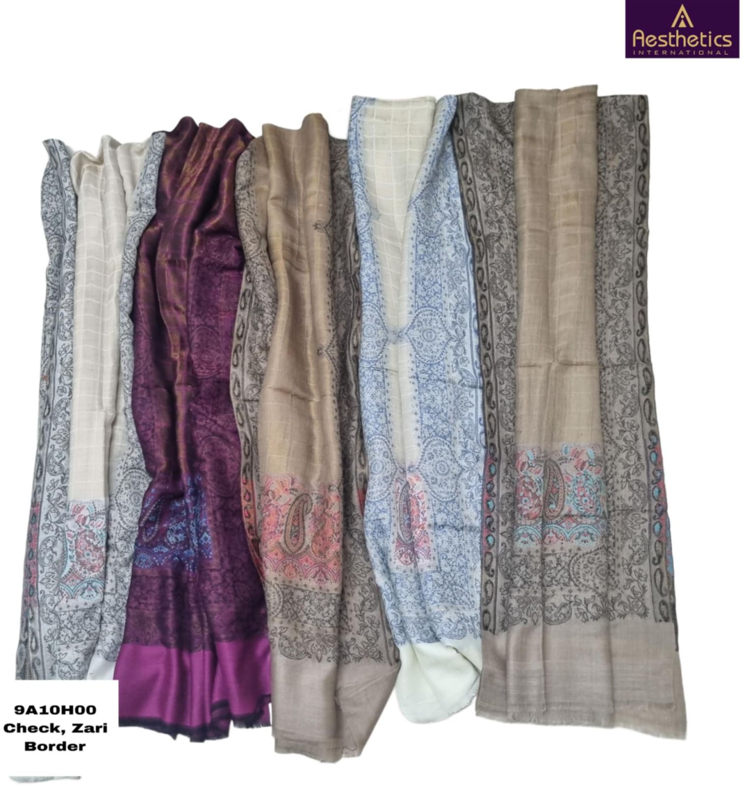 Printed Designer Check Zari Border Stoles Standard for Party Wear at ...