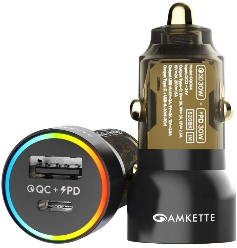 Amkette Power PRO 60W Fast Car Charger with Dual Output, 30W Qc + 30W ...