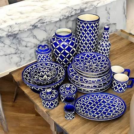 Geometric Glazed Ceramic Dinnerware Set for Serving, Table Display at ...