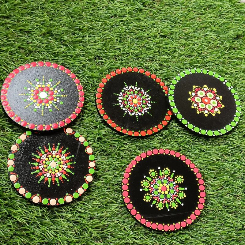 Hand- Painted Mandala Coasters - Set Of 5 at Rs 2950 in Jaipur - ID ...