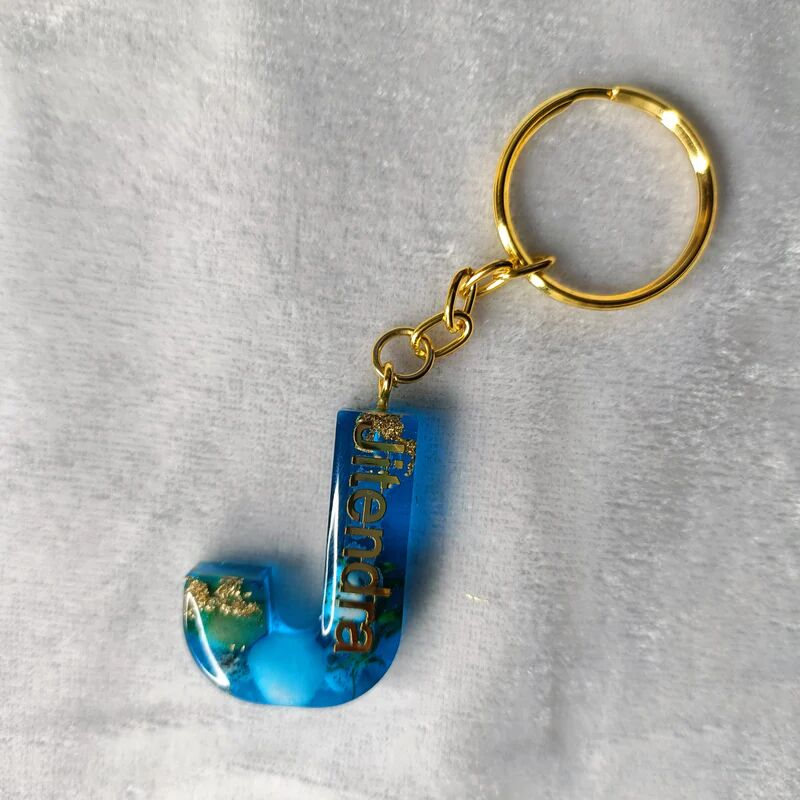 Trendy Resin J Alphabet Keychain Ocean Blue With Name at Rs 699 in ...