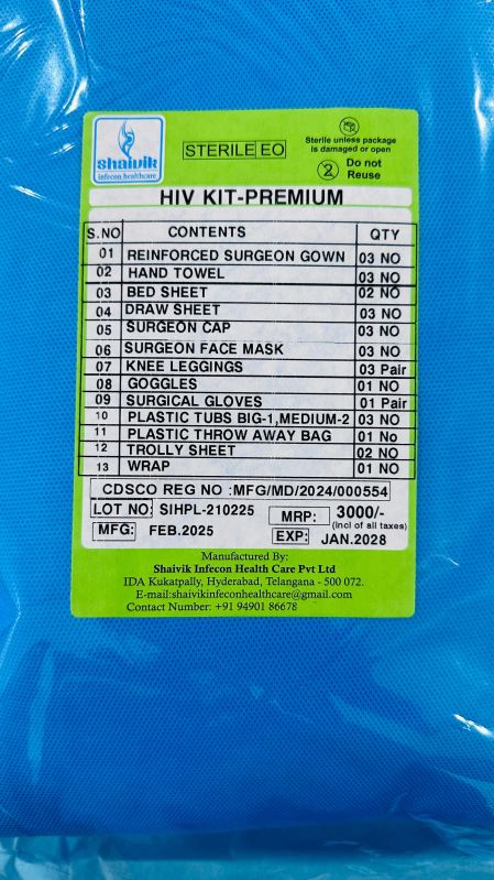 SHAIVIK INFECON Disposable HIV Kit, Color : MEDICAL BLUE for Hospital ...